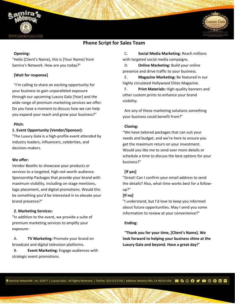 How to Use the Phone Script - Luxury Gala