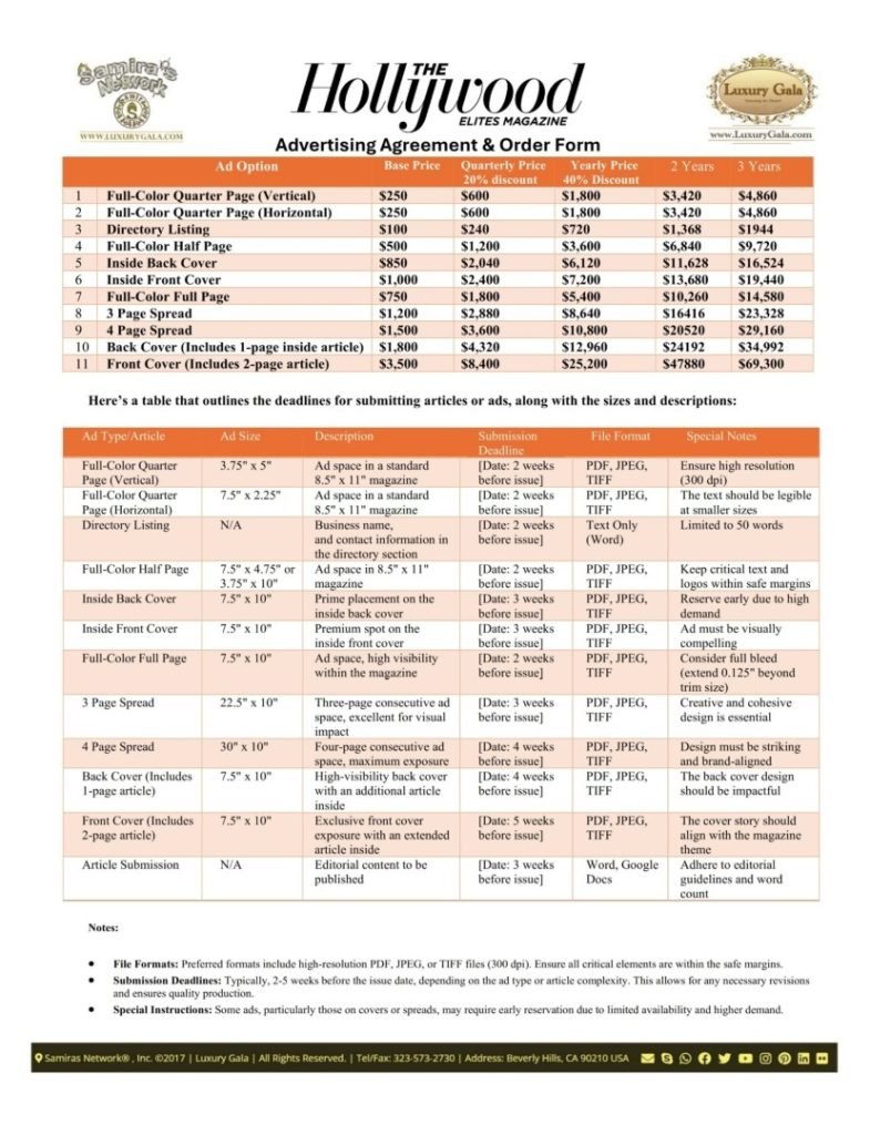 Magazine Ad Requirements - Luxury Gala